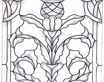 Scottish Thistle Stained Glass Pattern PDF - Etsy