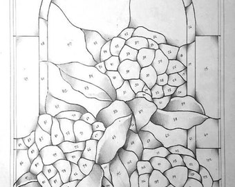 Blue Hydrangea Stained Glass Pattern. © David Kennedy Designs. - Etsy