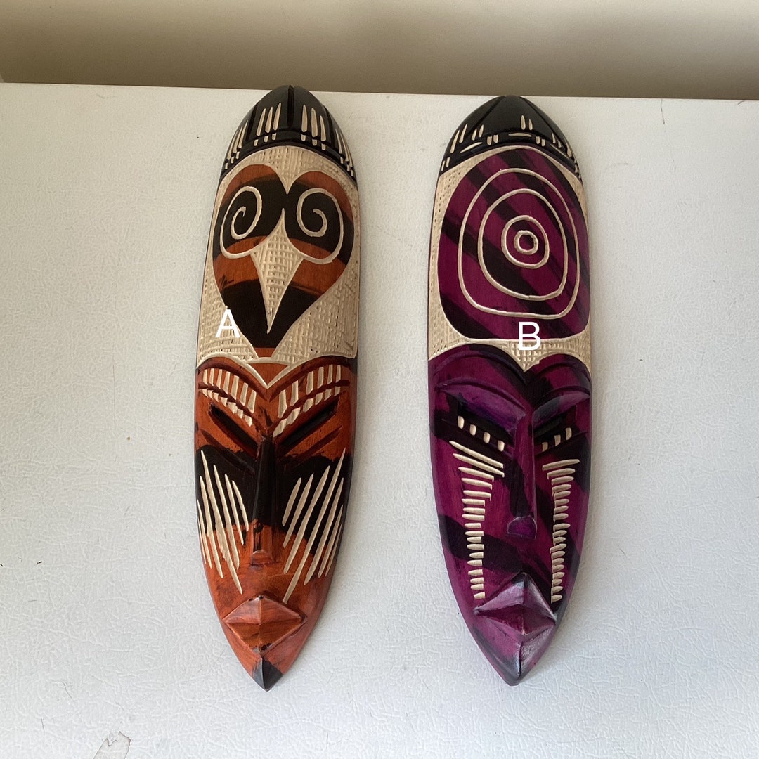 African Safari Carved Wooden Face/ Home Decor - Etsy