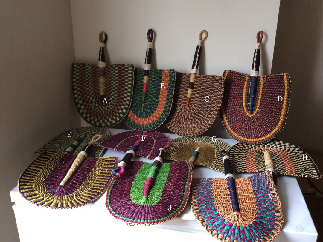 Bolga Hand Fan With Leather Handle worldcup ghanablackstars - Etsy