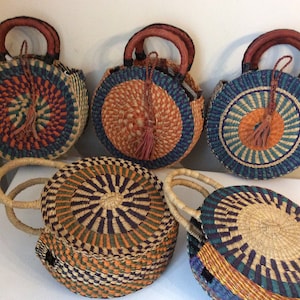 Stylish Elephant Grass Bag/purse Wth Leather Handle - Etsy