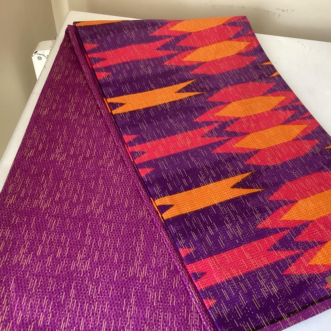 Kente Wax Print Color Block Golden Thread Fabric. - Etsy