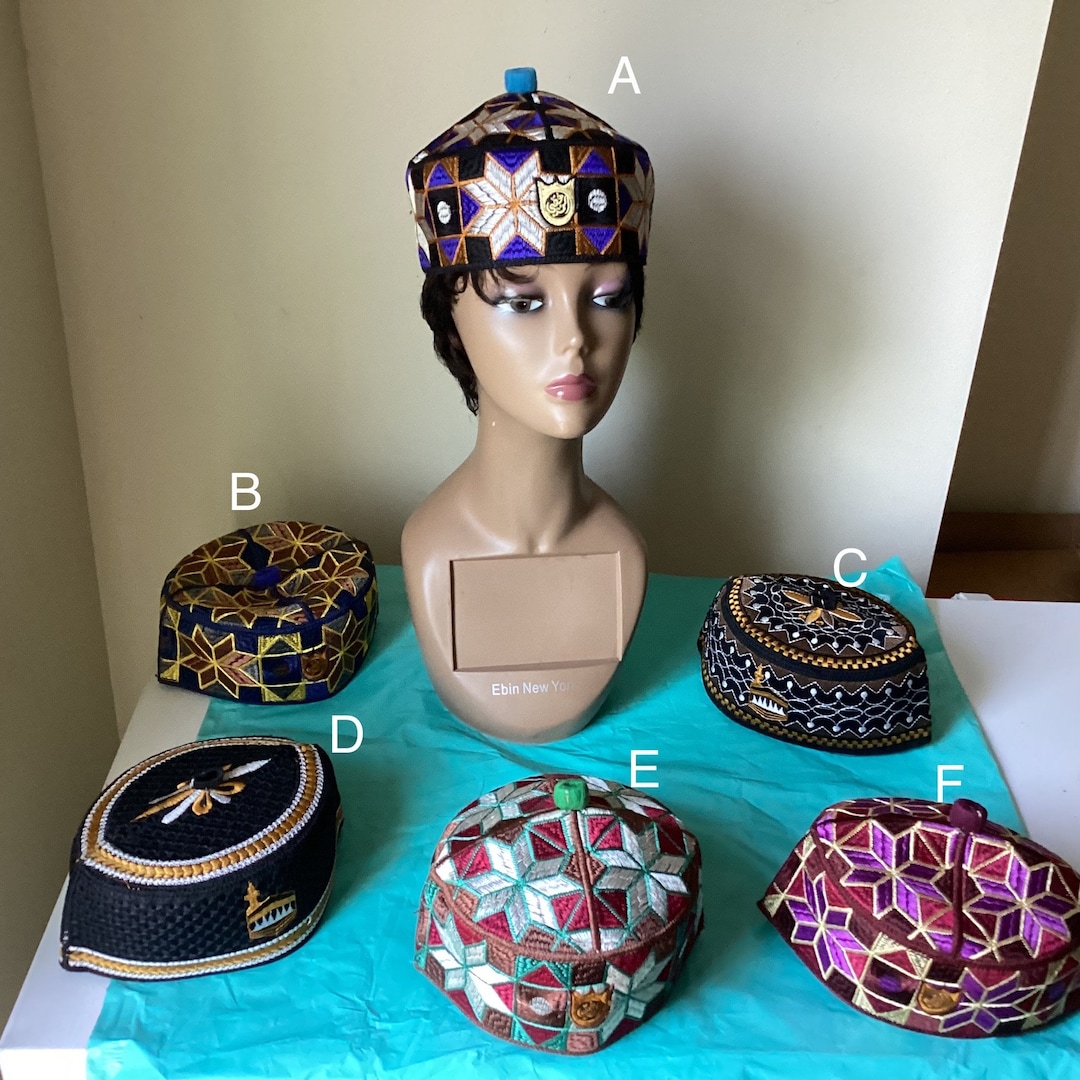 Hausa Prayer Cap: Nigerian Pakistani Embroidered Hat (21.5 Inches) - Etsy
