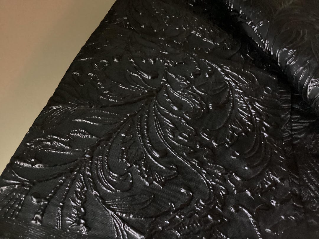 Black Brocade Jacquard Embossed Design Fabric - Etsy