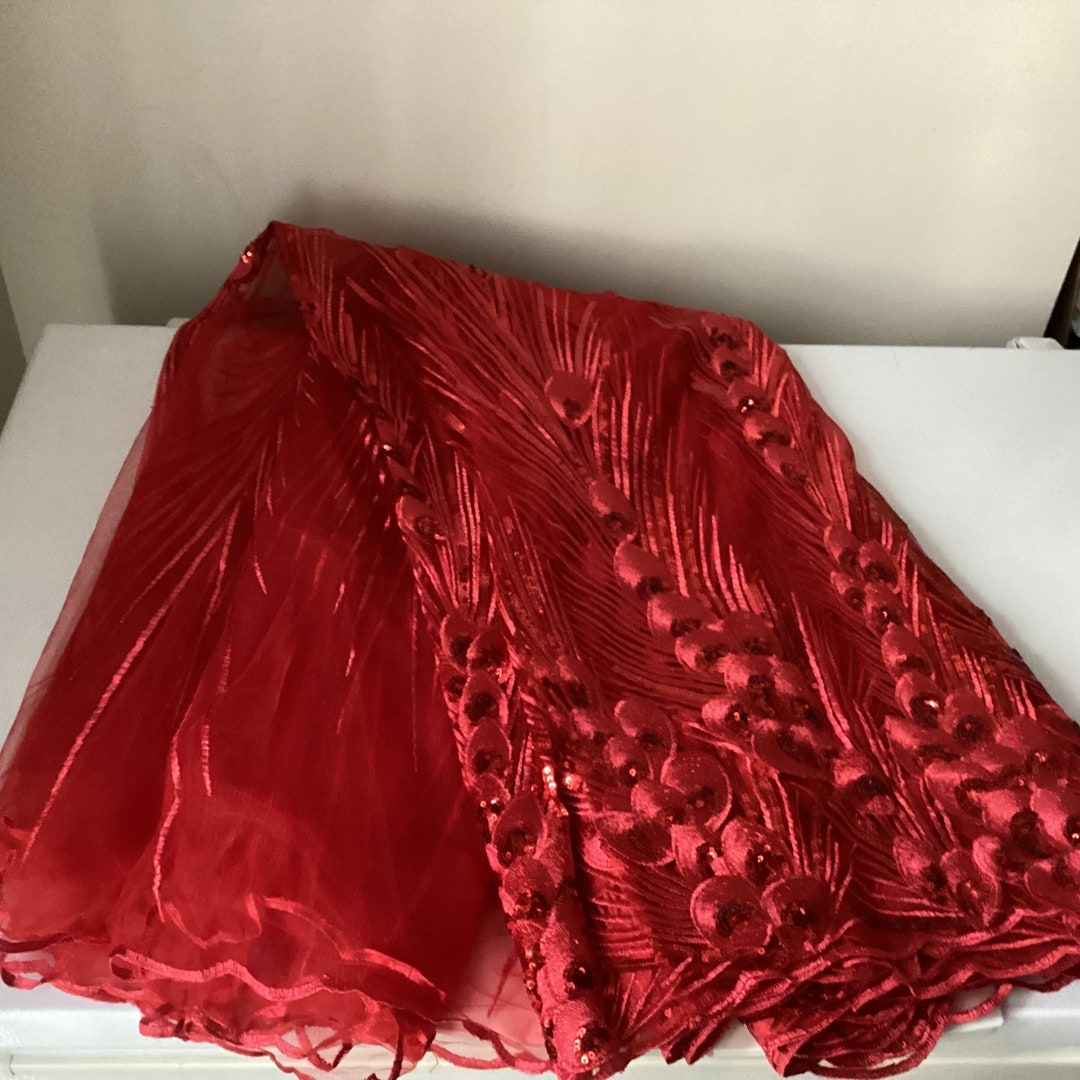 Valentine Classy Red Organza Lace Sequin's Fabric - Etsy