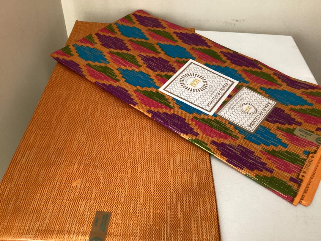 Kente Wax Print.color Block Golden Thread Design Fabric - Etsy
