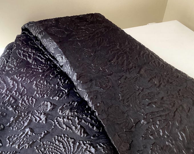 Black Brocade Jacquard Embossed Floral Design Fabric - Etsy
