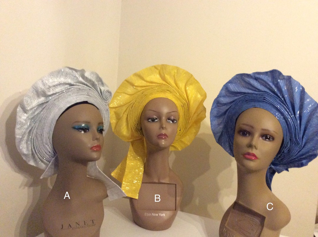 Auto Gele/aso Oke /gold W/ Silver Flecks. - Etsy