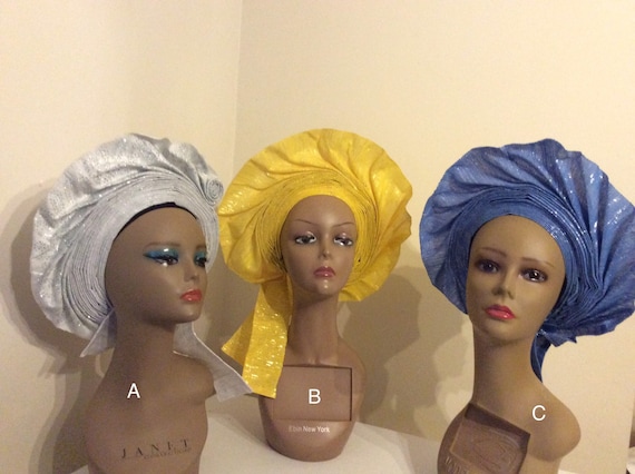 Auto Gele/aso Oke /gold W/ Silver Flecks. - Etsy
