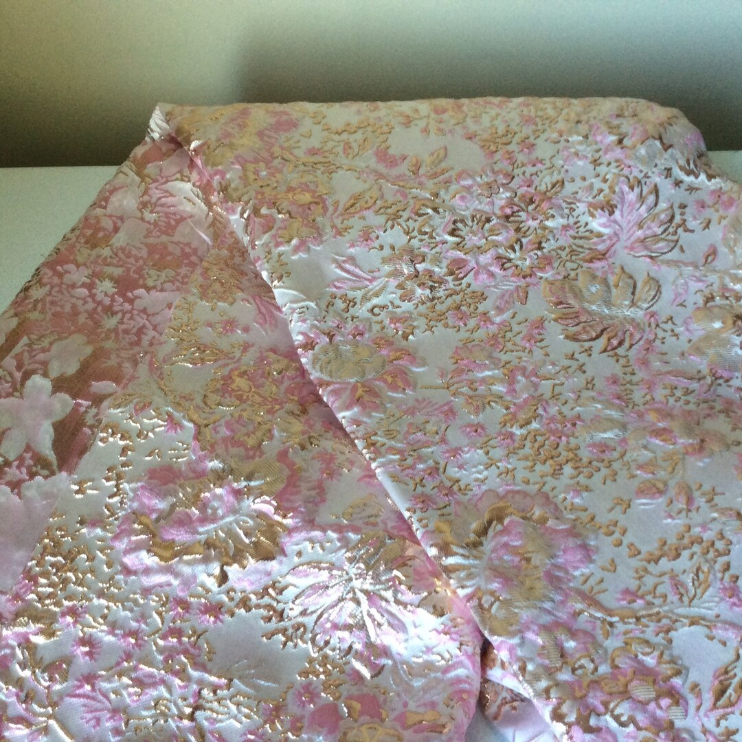 Brocade Metallic Embossed Pink Floral Jacquard Fabric by the Yard. - Etsy