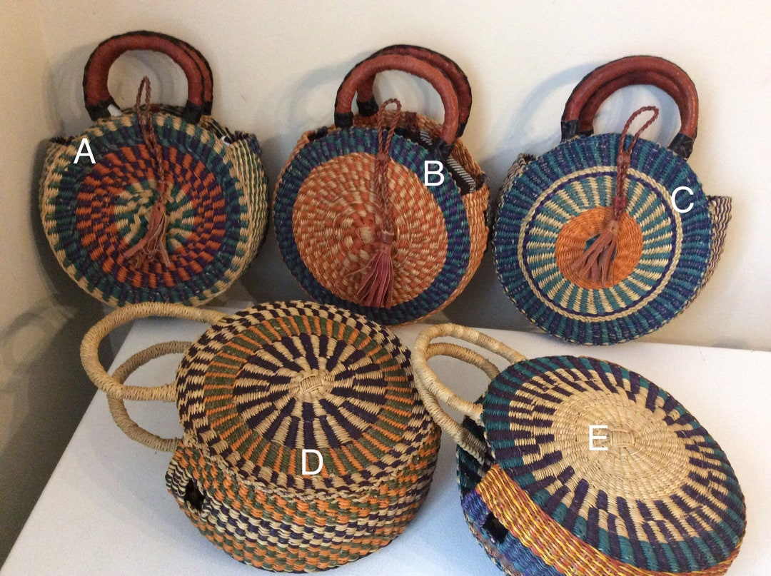 Stylish Elephant Grass Bag/purse Wth Leather Handle - Etsy