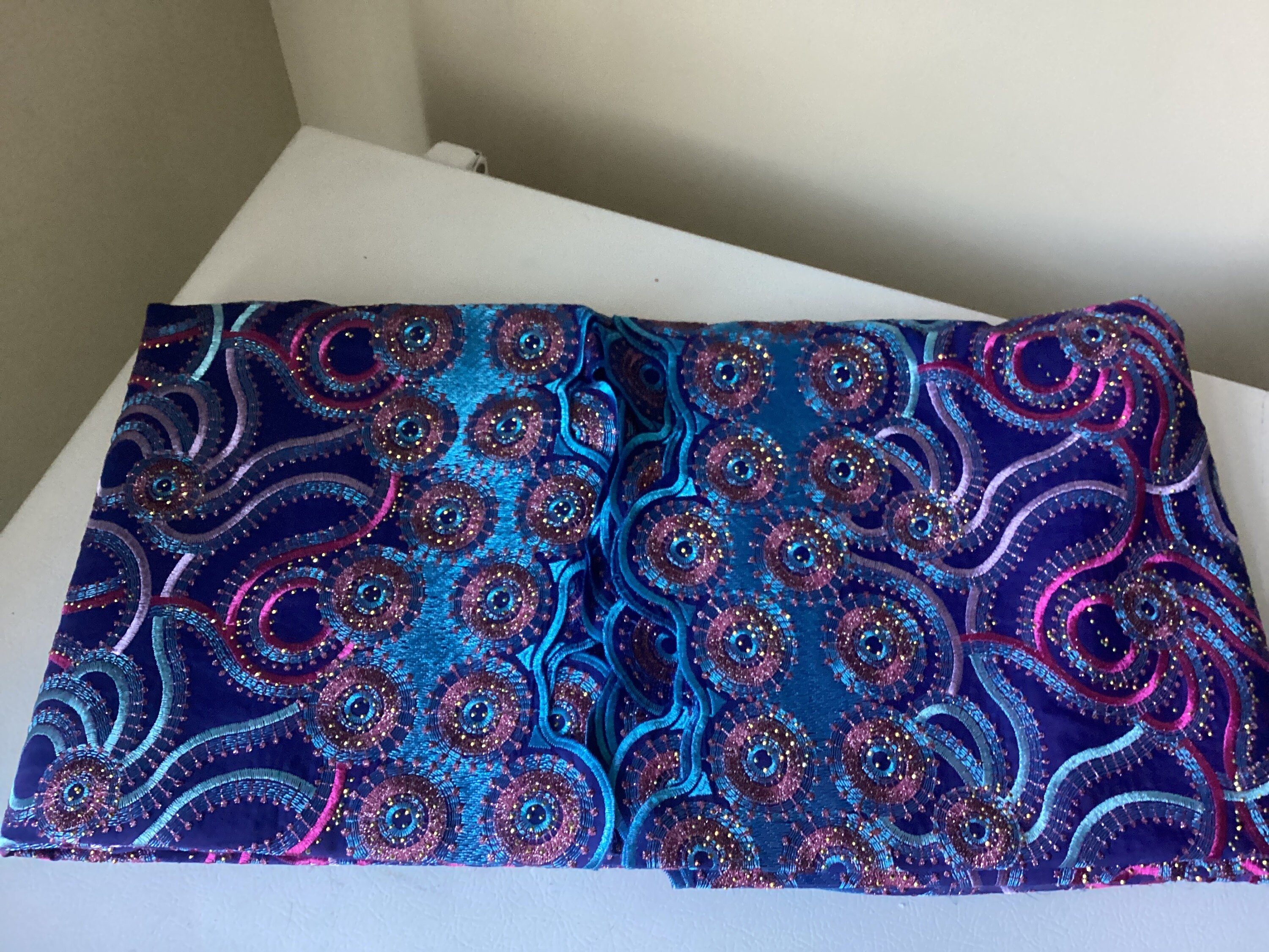Elegant Swiss Lace Fabric With Rhinestones. Embroidered Floral Design ...