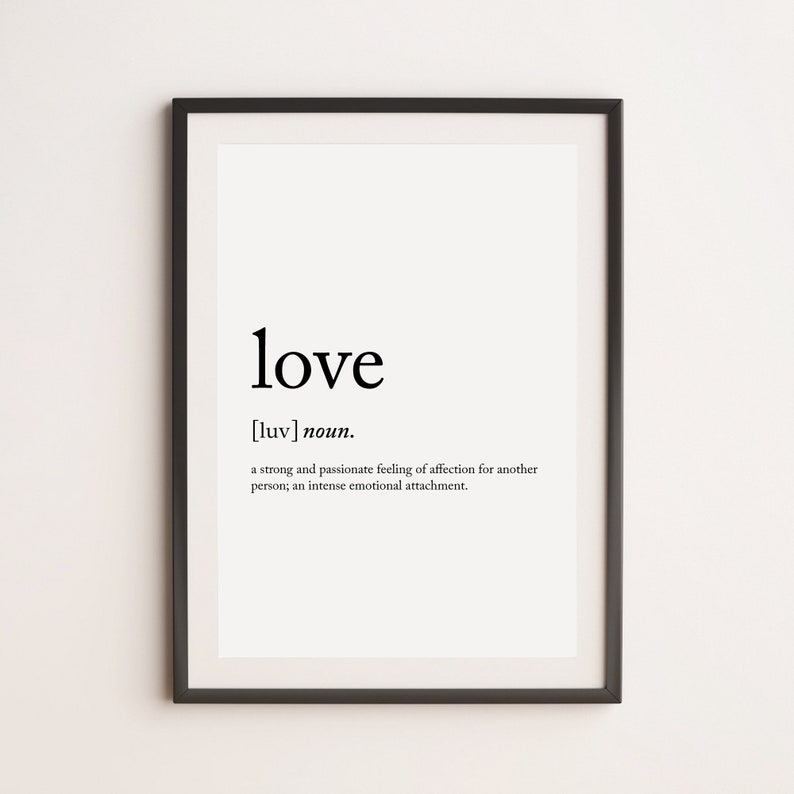Love Definition Print: Dictionary Wall Art - Etsy UK