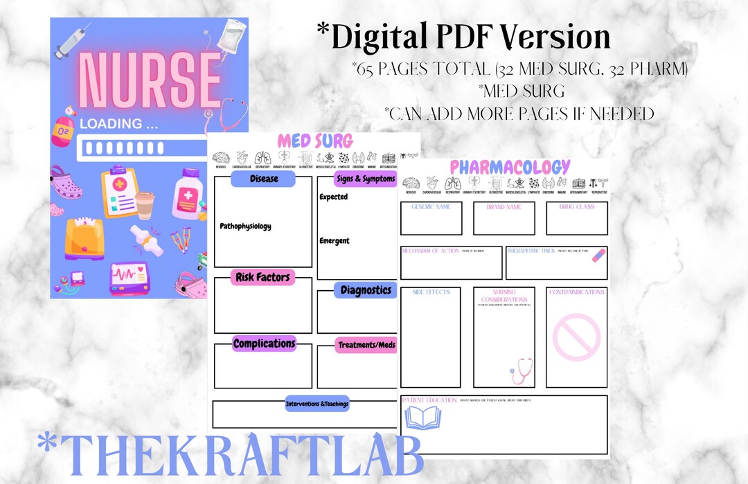 Med Surg | Pharmacology | Study Bundle | Disease Process | Study Sheets ...