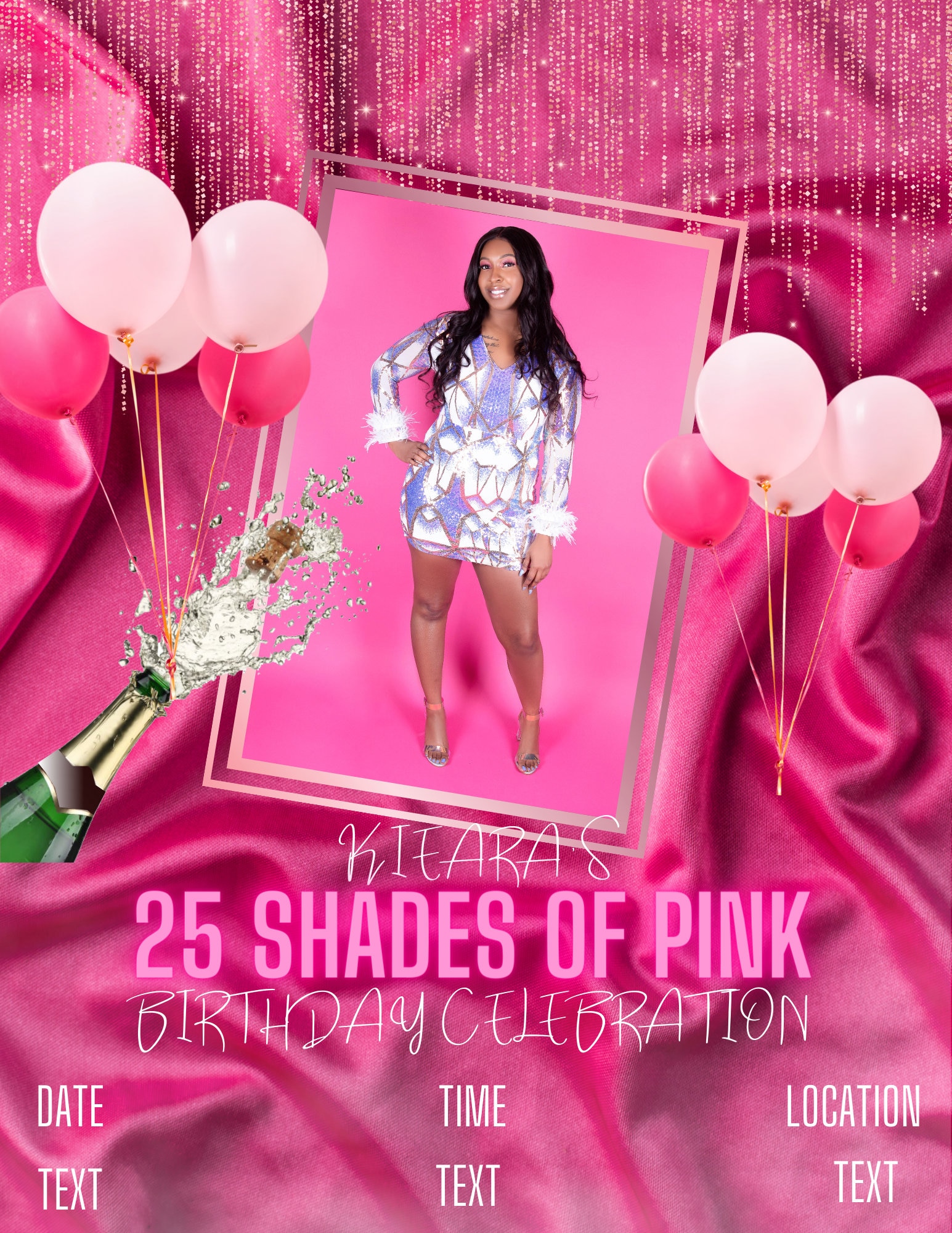 25 Shades of Pink | Editable Flyer | Birthday Party | Adult | Pretty in ...