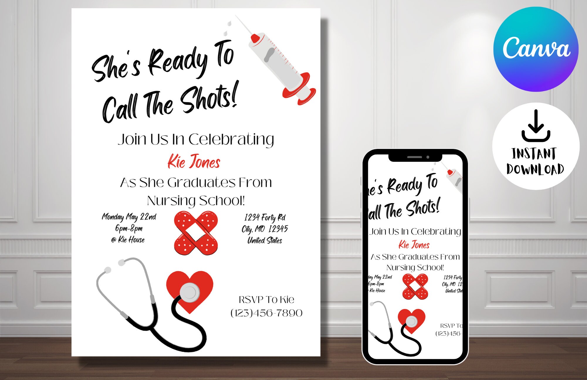 Nurse Grad Party Invitation Template | RN Graduation Party | Nursing ...