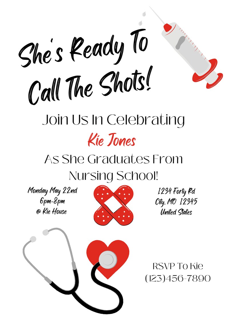 Nurse Grad Party Invitation Template | RN Graduation Party | Nursing ...