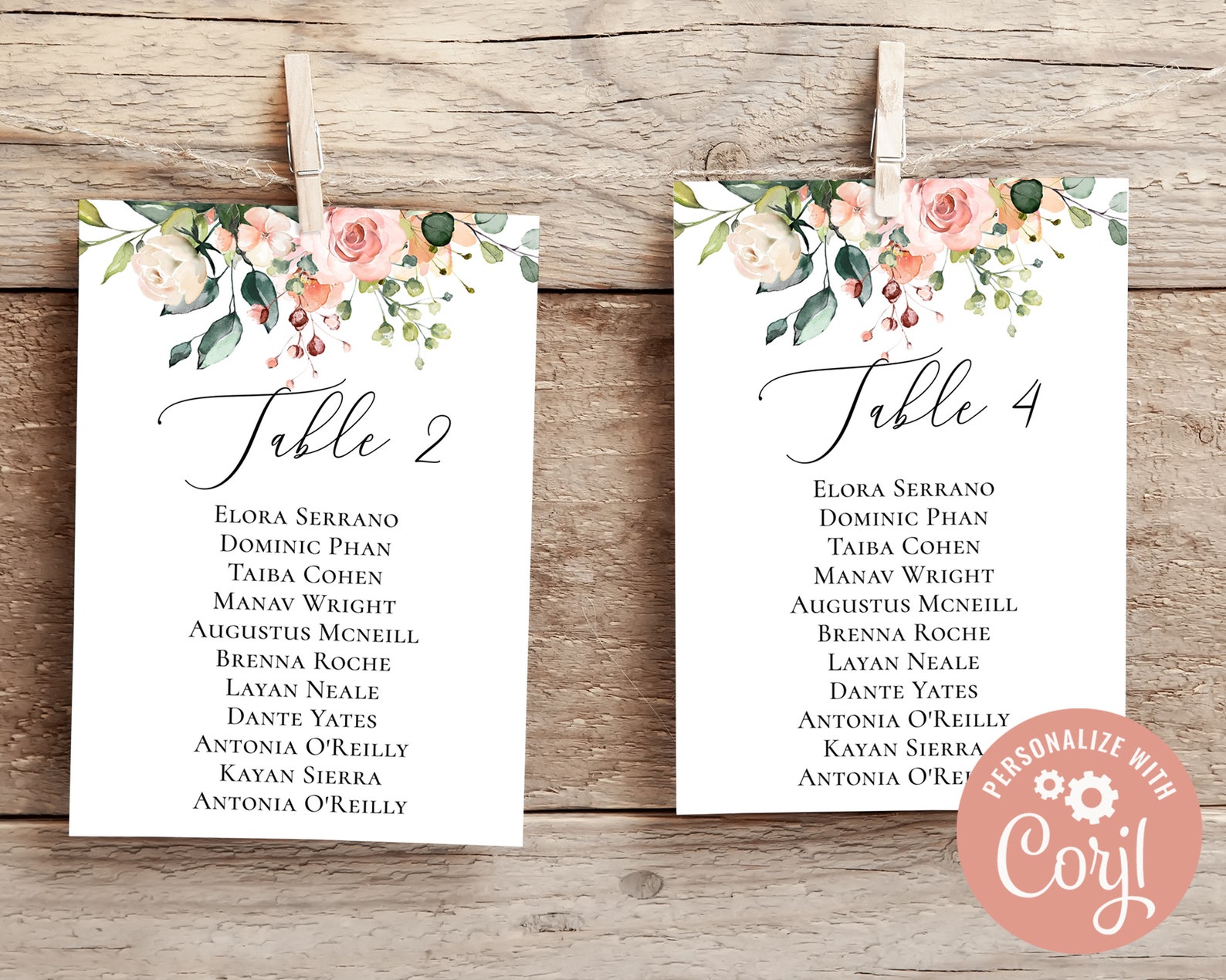 Seating Chart Card Editable Template Seating Chart Cards - Etsy