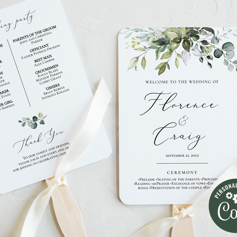 Wedding Program Fan Template - Etsy