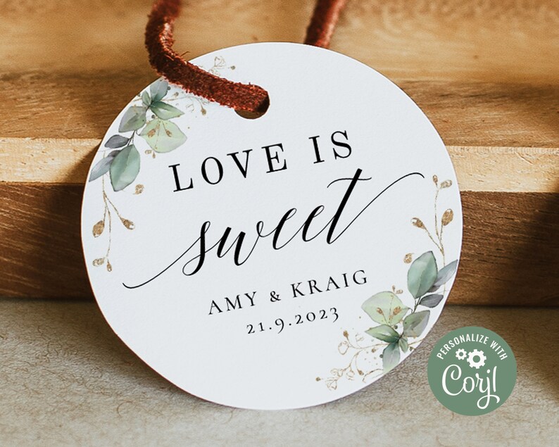 Round Favor Tag Template Greenery Round Favor Tag Template - Etsy