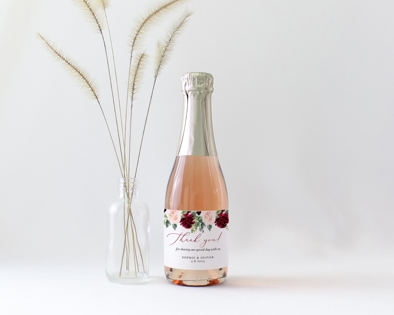 Mini Champagne Label Template Printable Burgundy Mini Wine - Etsy