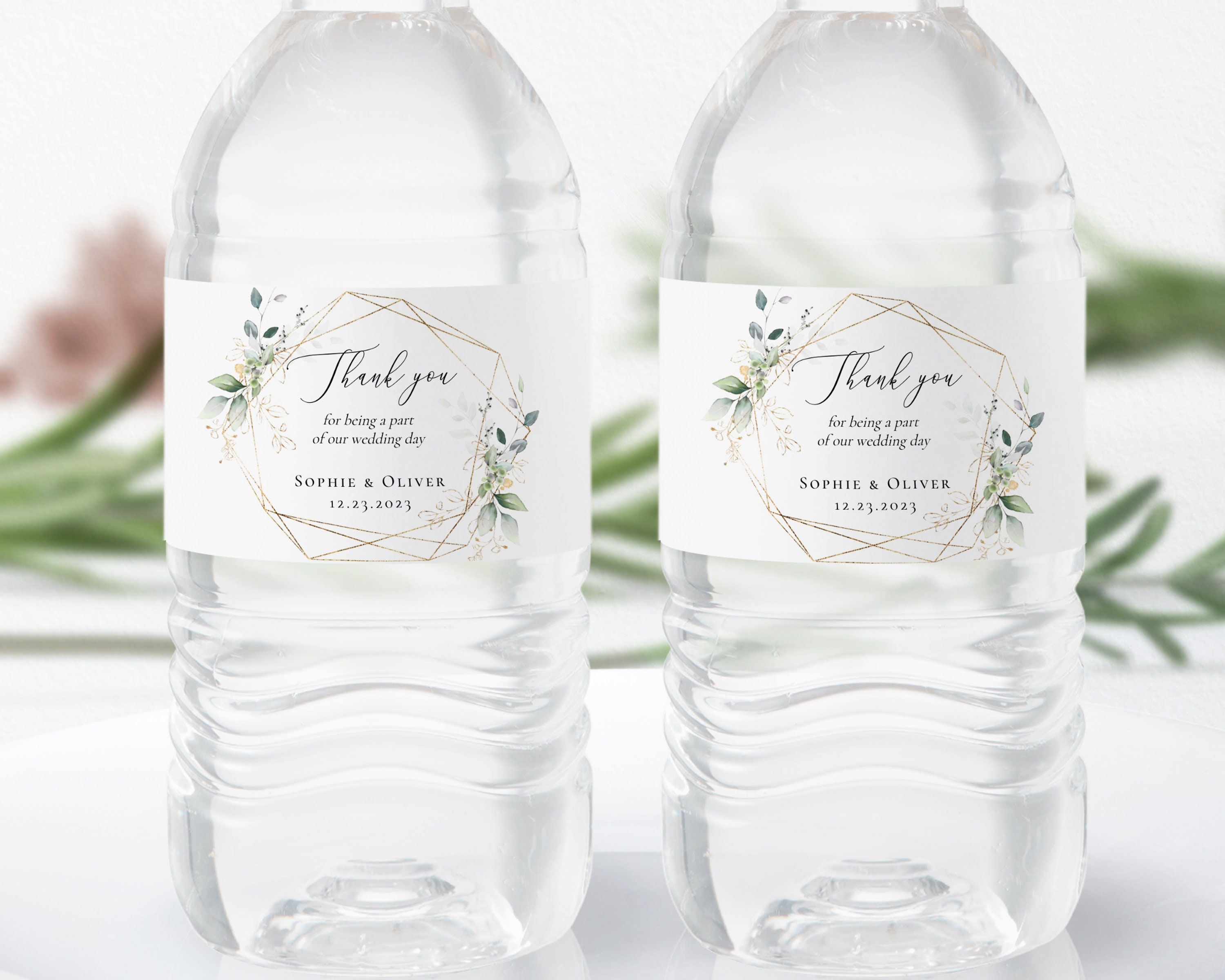 Water Bottle Label Editable Template Greenery Water Bottle | Etsy