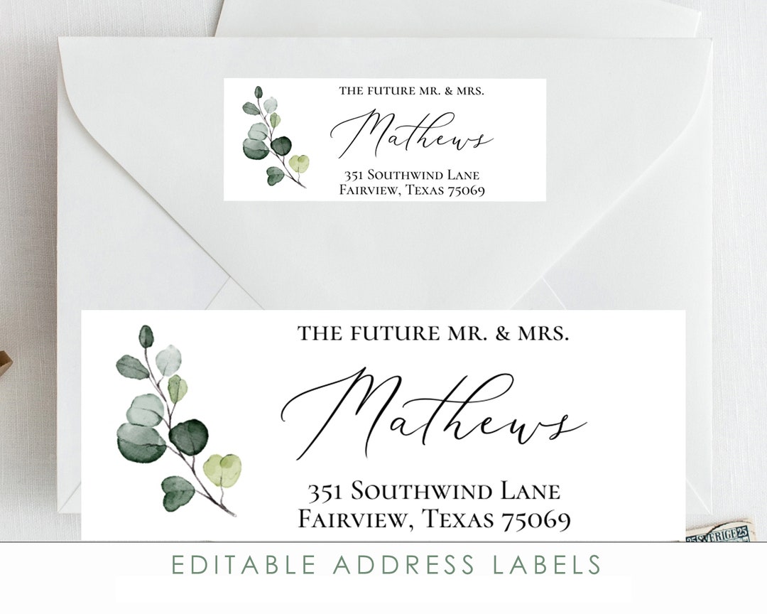 Printable Address Label, Editable Return Address Label, Envelope ...