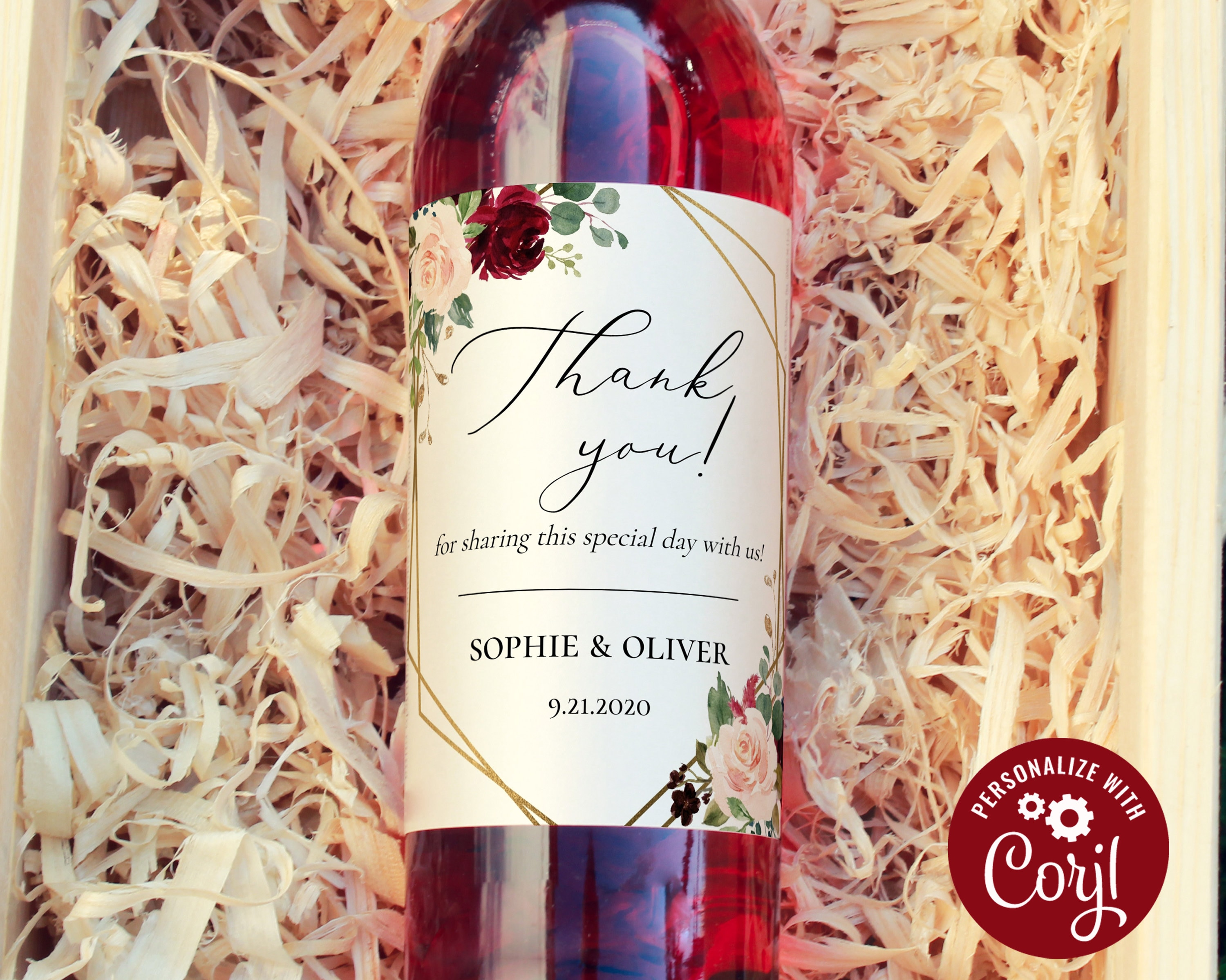 Wine Label Template Editable Wine Label Thank You Wine | Etsy