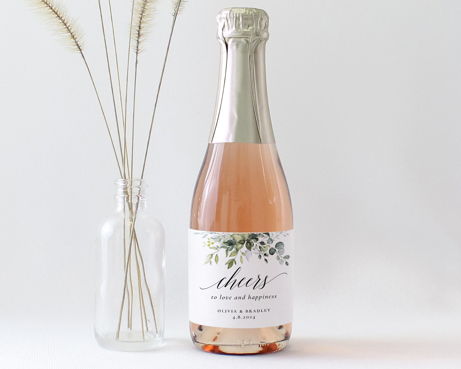 Mini Wine Bottle Labels Printable Greenery Mini Champagne - Etsy
