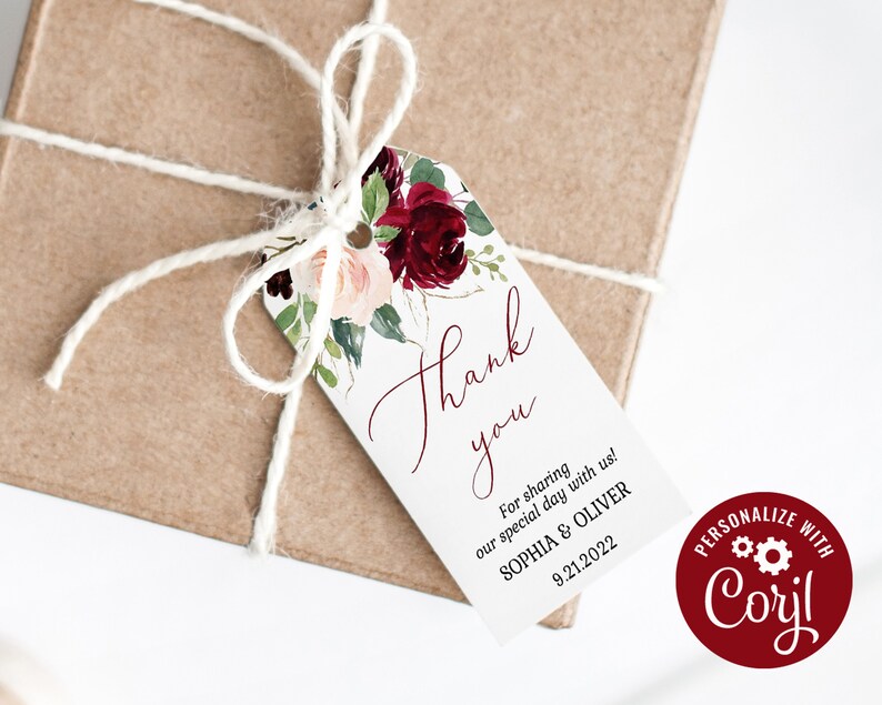 Gift Tag Editable Template Thank You Tag Printable Favor - Etsy