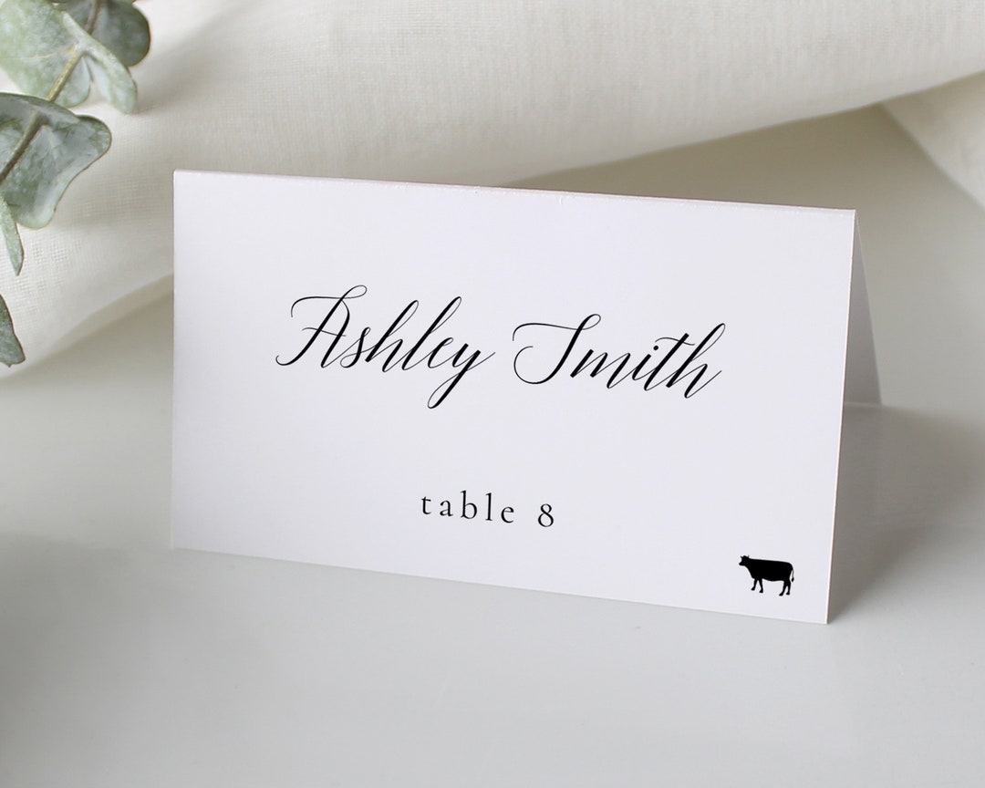 Place Card Editable Template, Place Card With Meal Choice, Printable ...