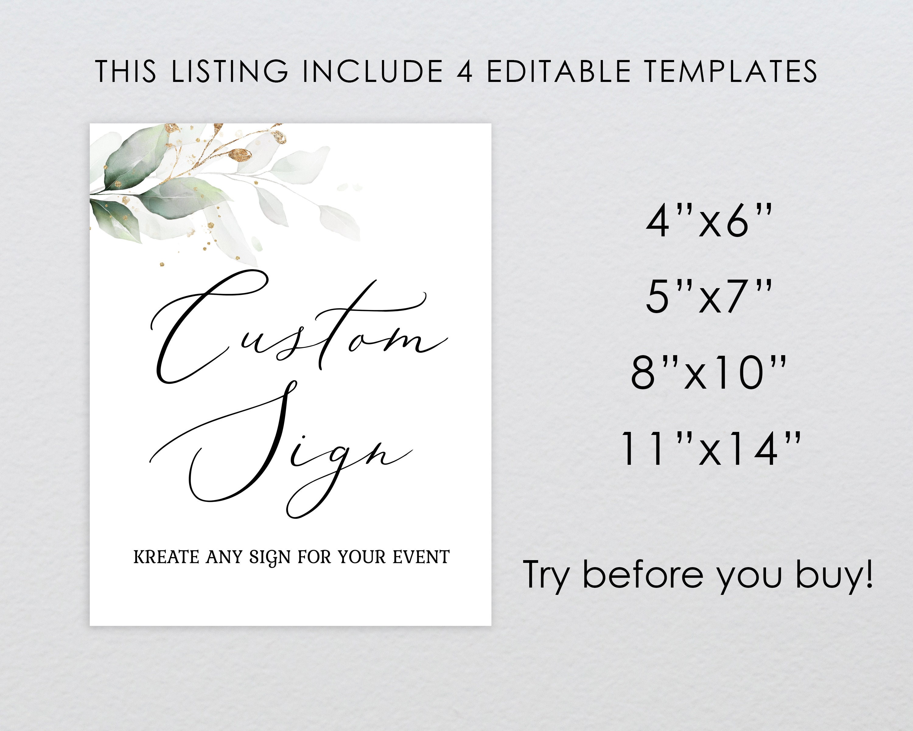 Custom Sign Template Editable Custom Sign Printable Wedding | Etsy
