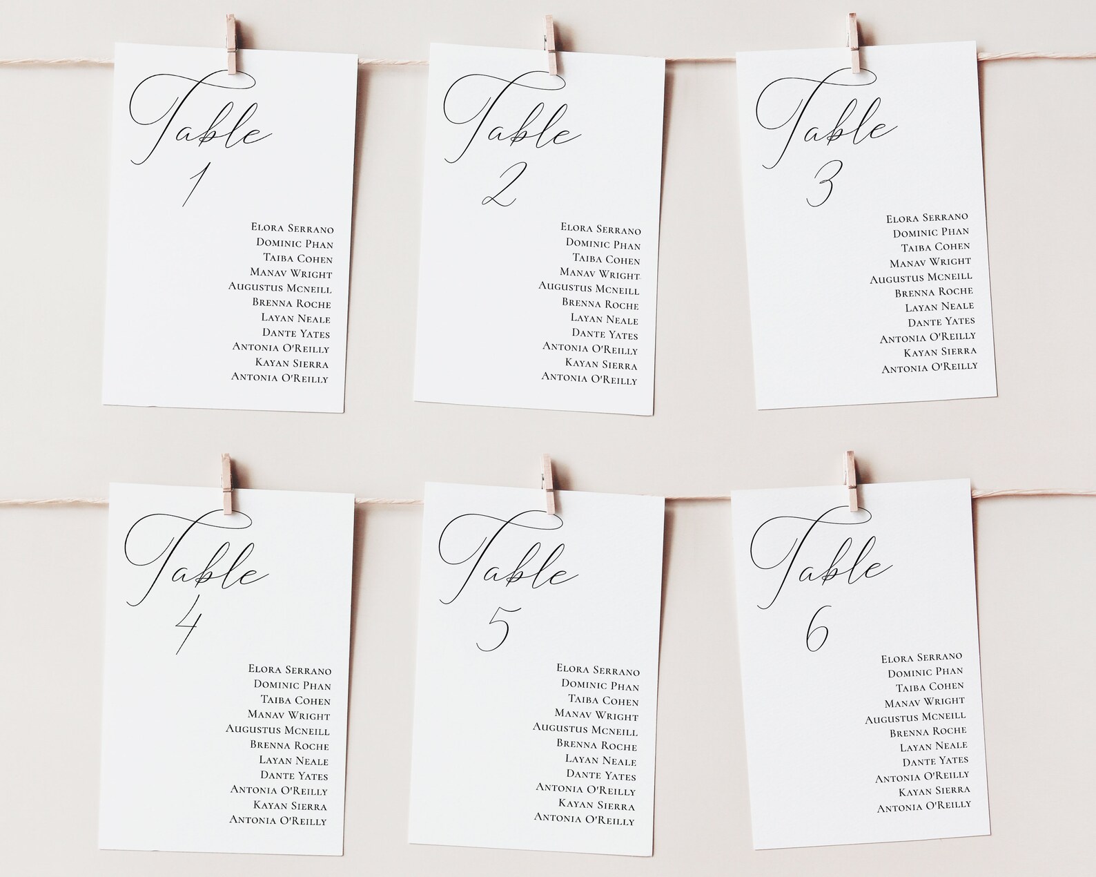 Wedding Seating Chart Cards Template Modern Minimalist | Etsy