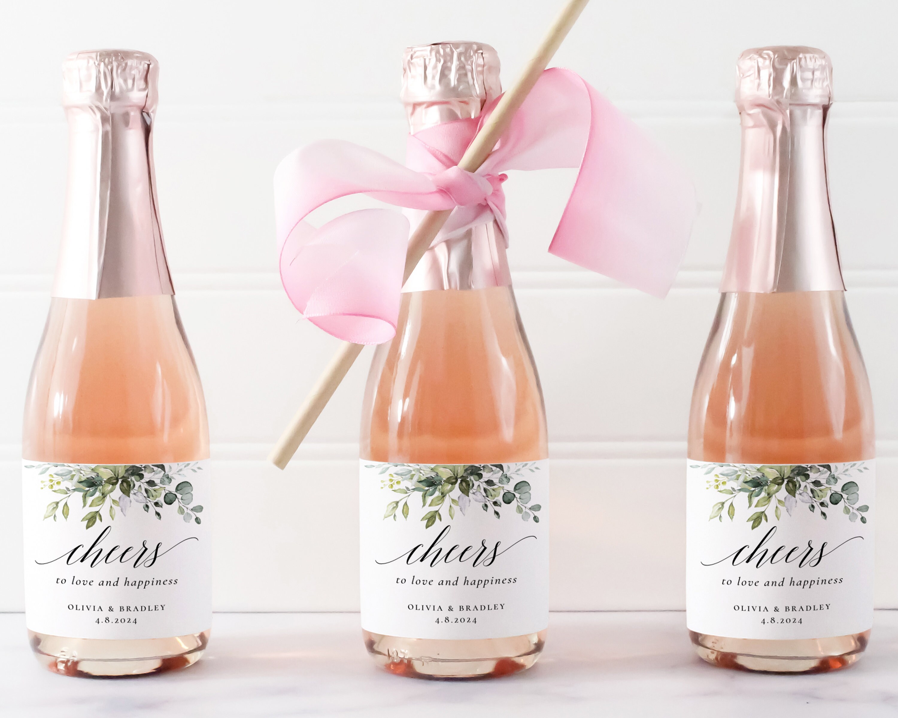 Mini Wine Bottle Labels Printable Greenery Mini Champagne - Etsy