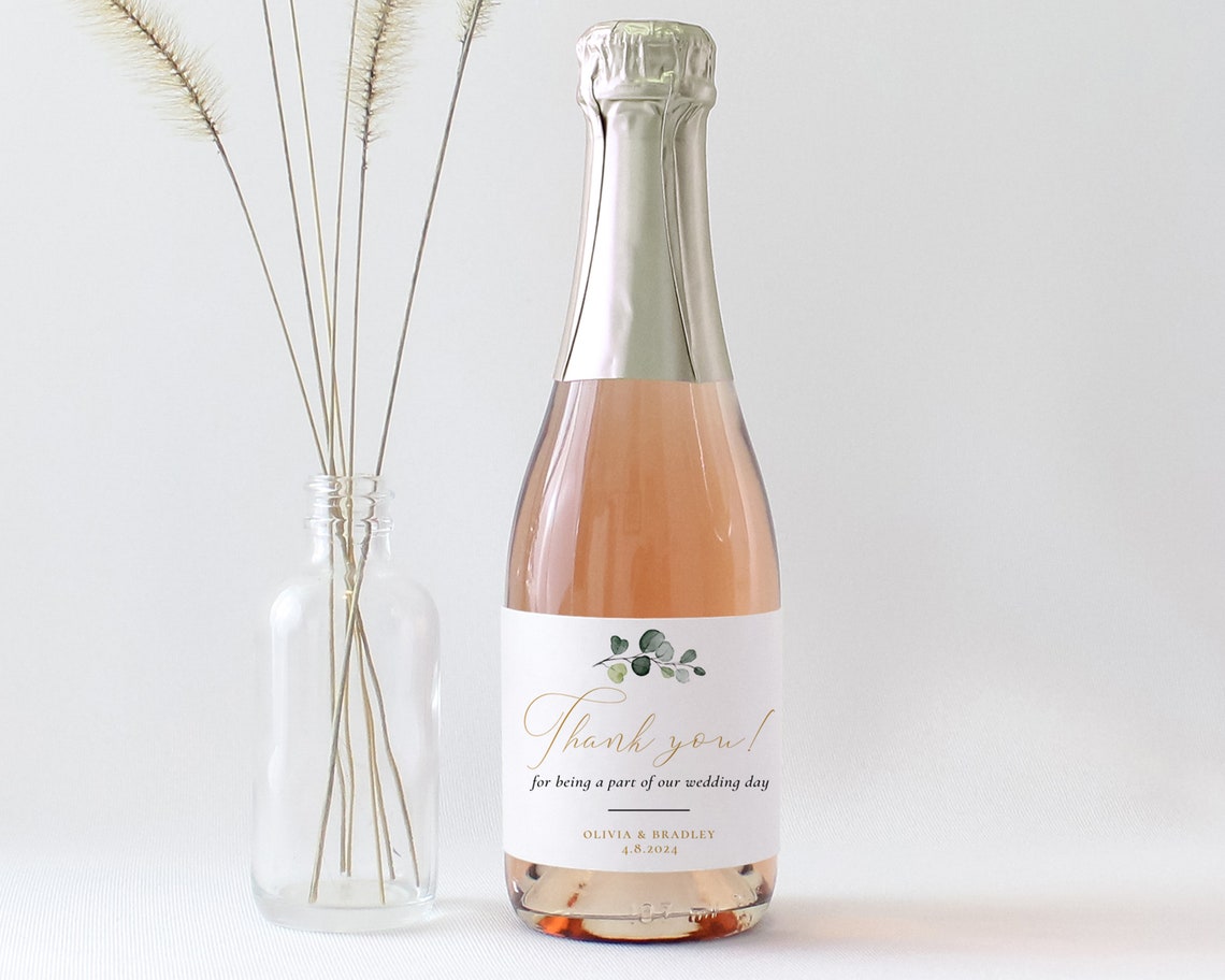 Mini Wine Bottle Labels Printable Greenery Mini Champagne | Etsy