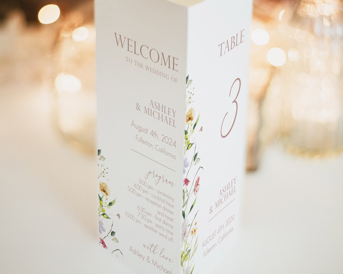 Trifold Table Stand Template Modern Tri-fold Table Number | Etsy