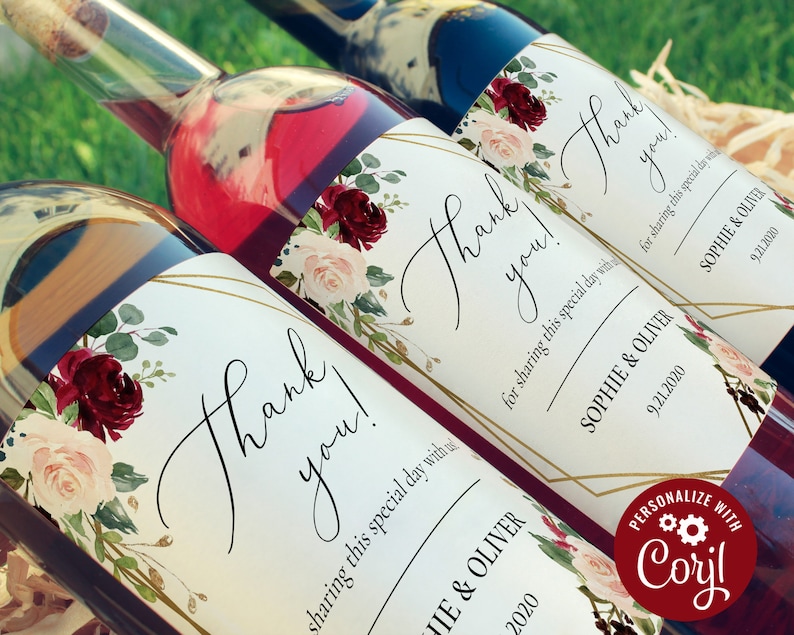Wine Label Template Editable Wine Label Thank You Wine | Etsy