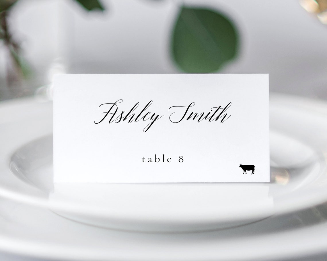 Place Card Editable Template Place Card With Meal Choice | Etsy