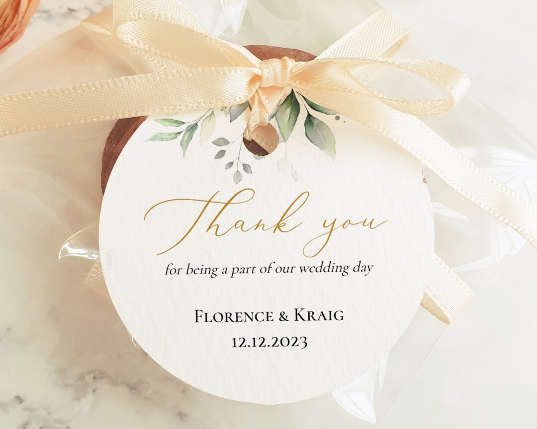 Round Favor Tag Template, Printable Wedding Gift Tags, Greenery Round ...