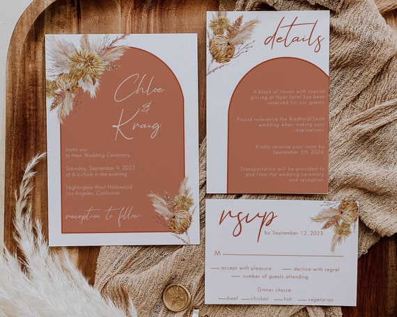 Terracotta Wedding Invitation Set Terracotta Wedding - Etsy