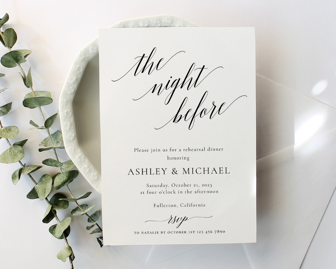 The Night Before Invitation Editable Template, Printable Modern ...