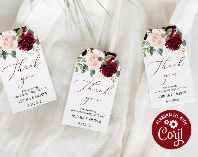 Gift Tag Editable Template Thank You Tag Printable Favor - Etsy