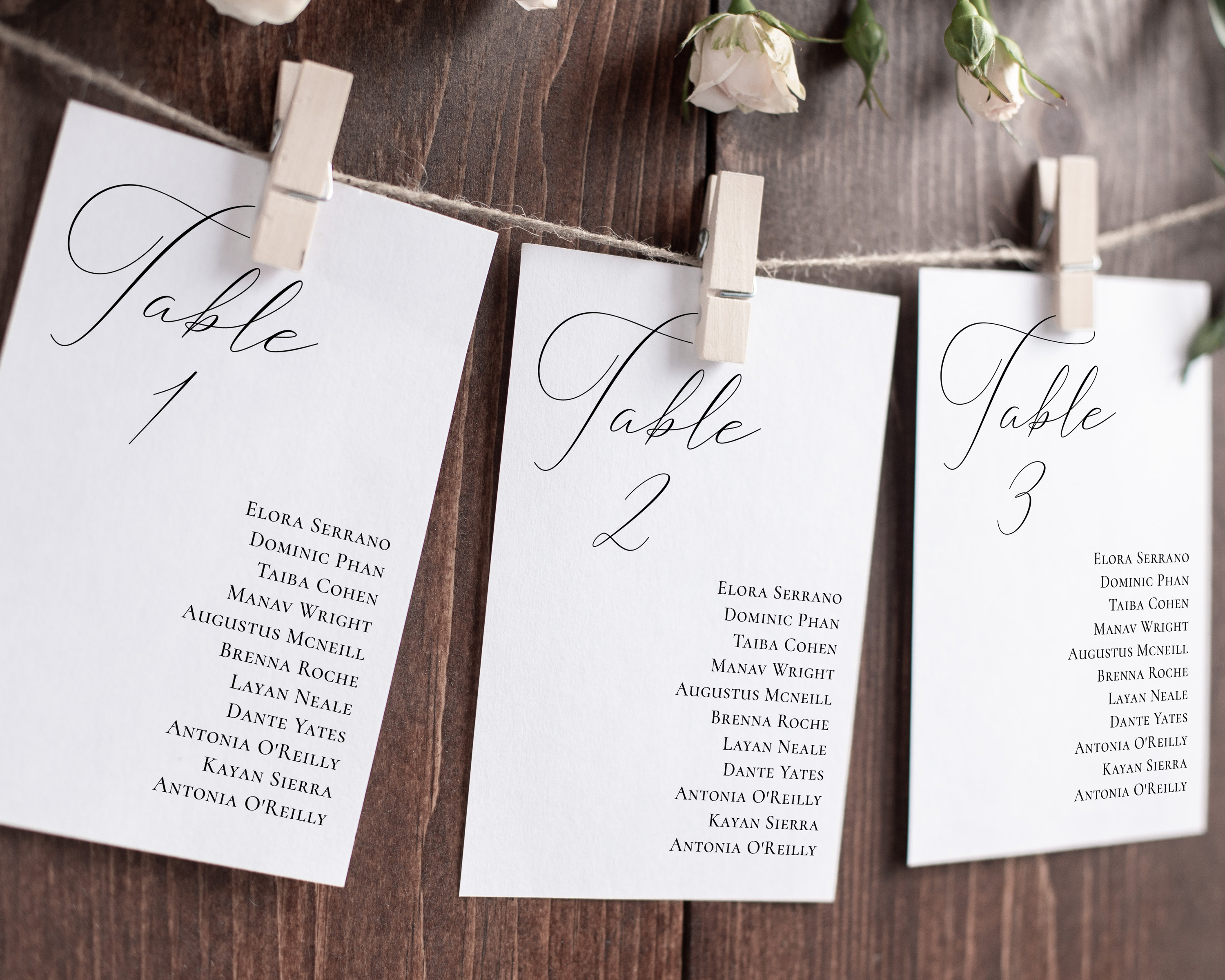 Wedding Seating Chart Cards Template Modern Minimalist | Etsy