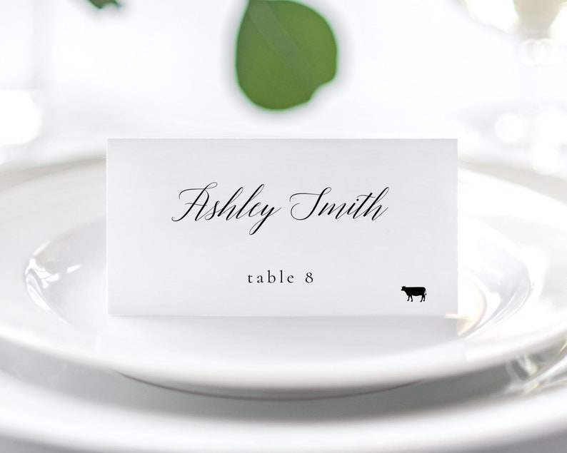 Place Card Editable Template Place Card With Meal Choice | Etsy