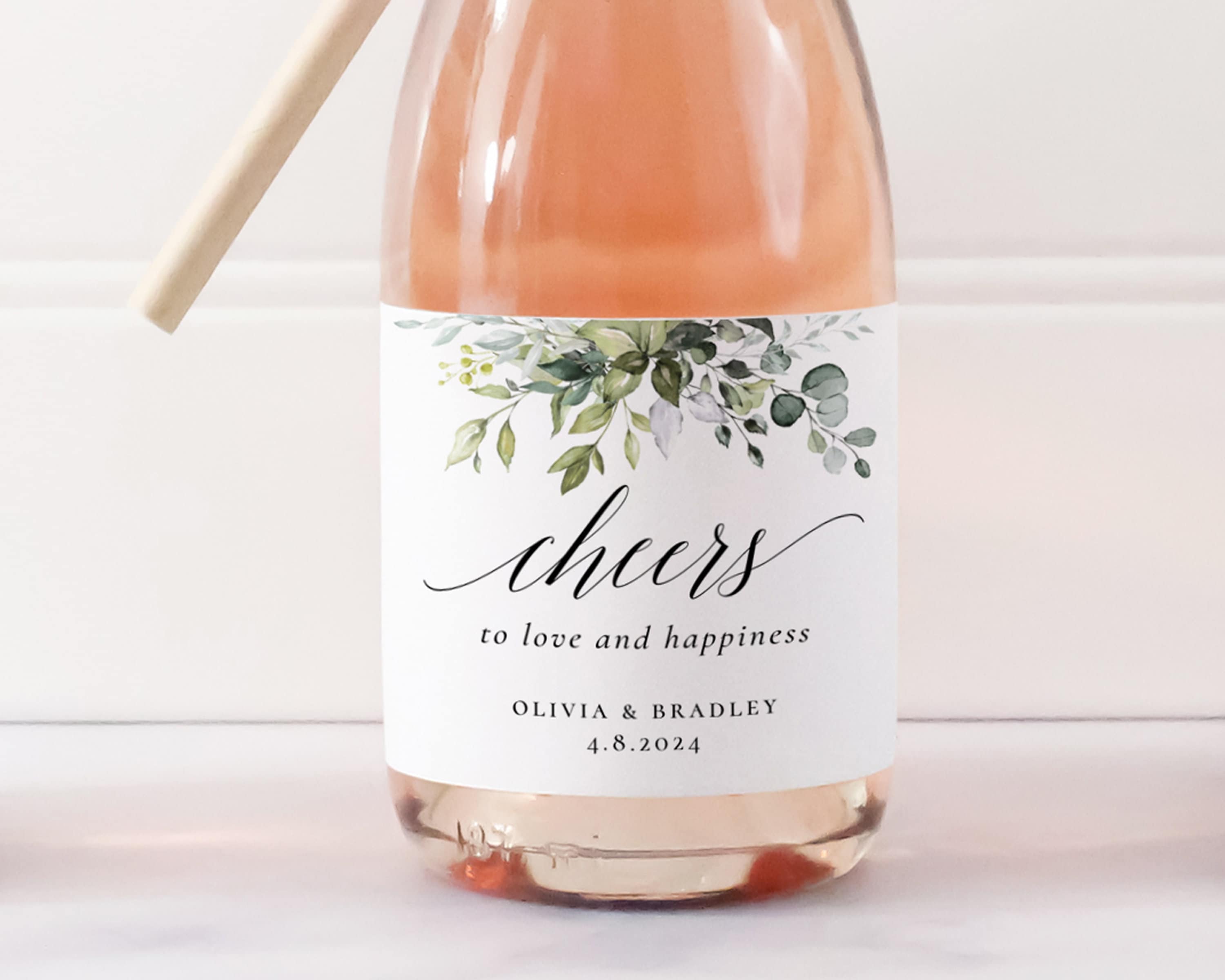 Mini Wine Bottle Labels Printable Greenery Mini Champagne - Etsy