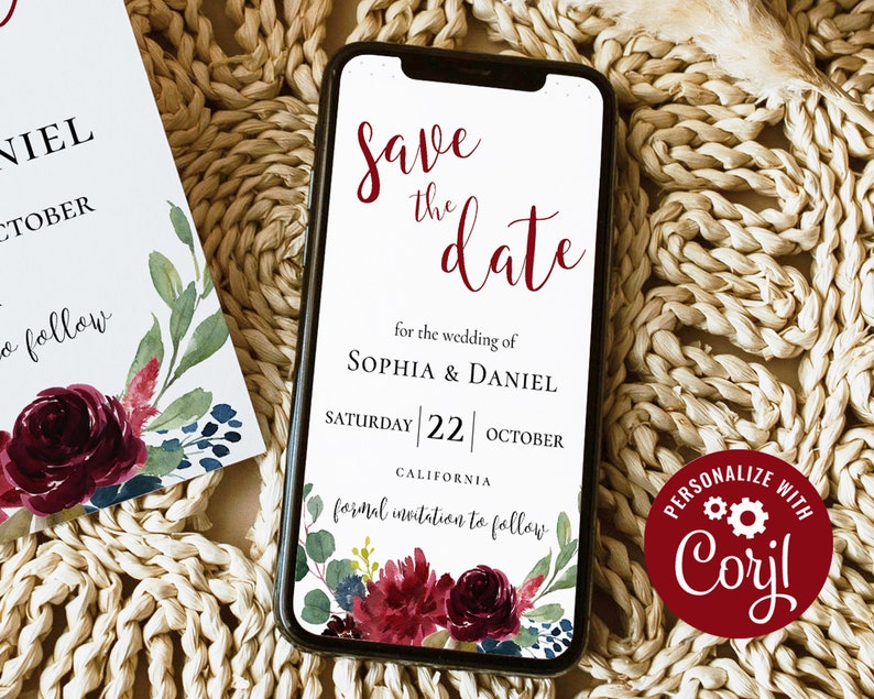 Save the Date Editable Template Smartphone Electronic - Etsy
