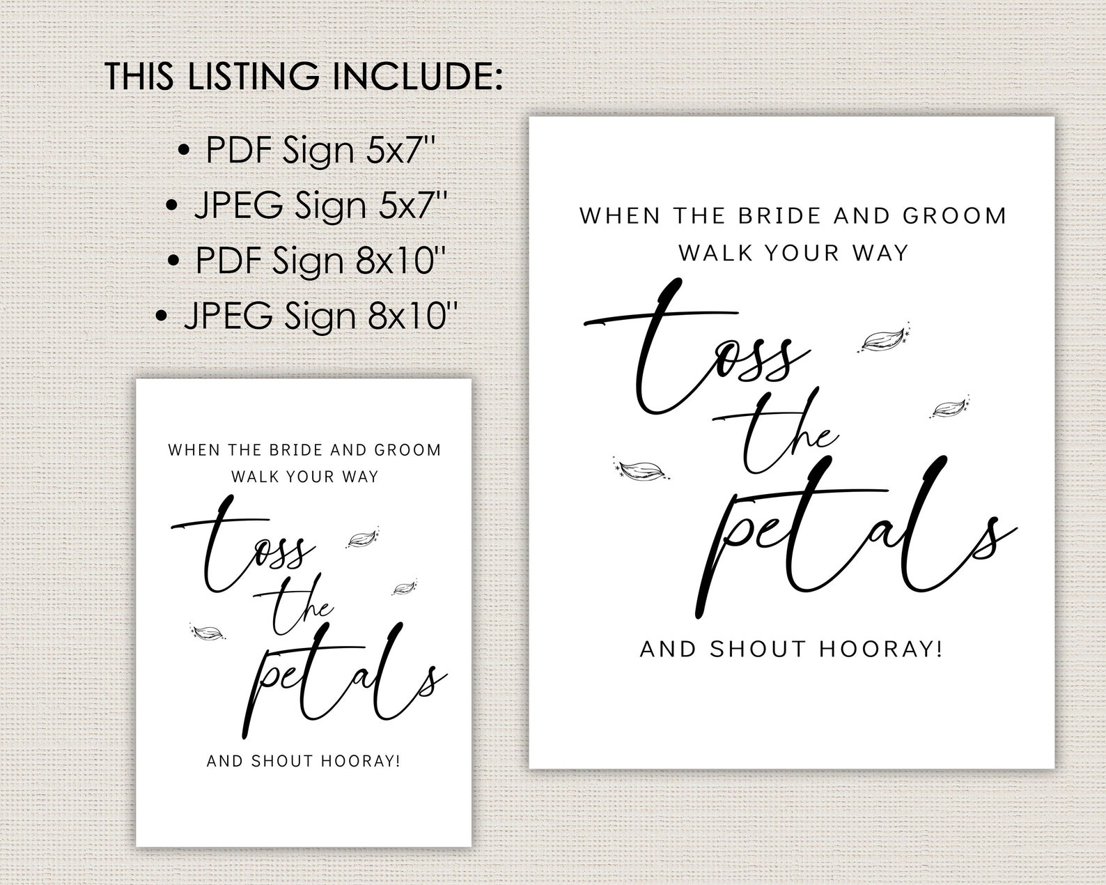 Petal Toss Wedding Sign Flower Petal Toss Sign Modern - Etsy