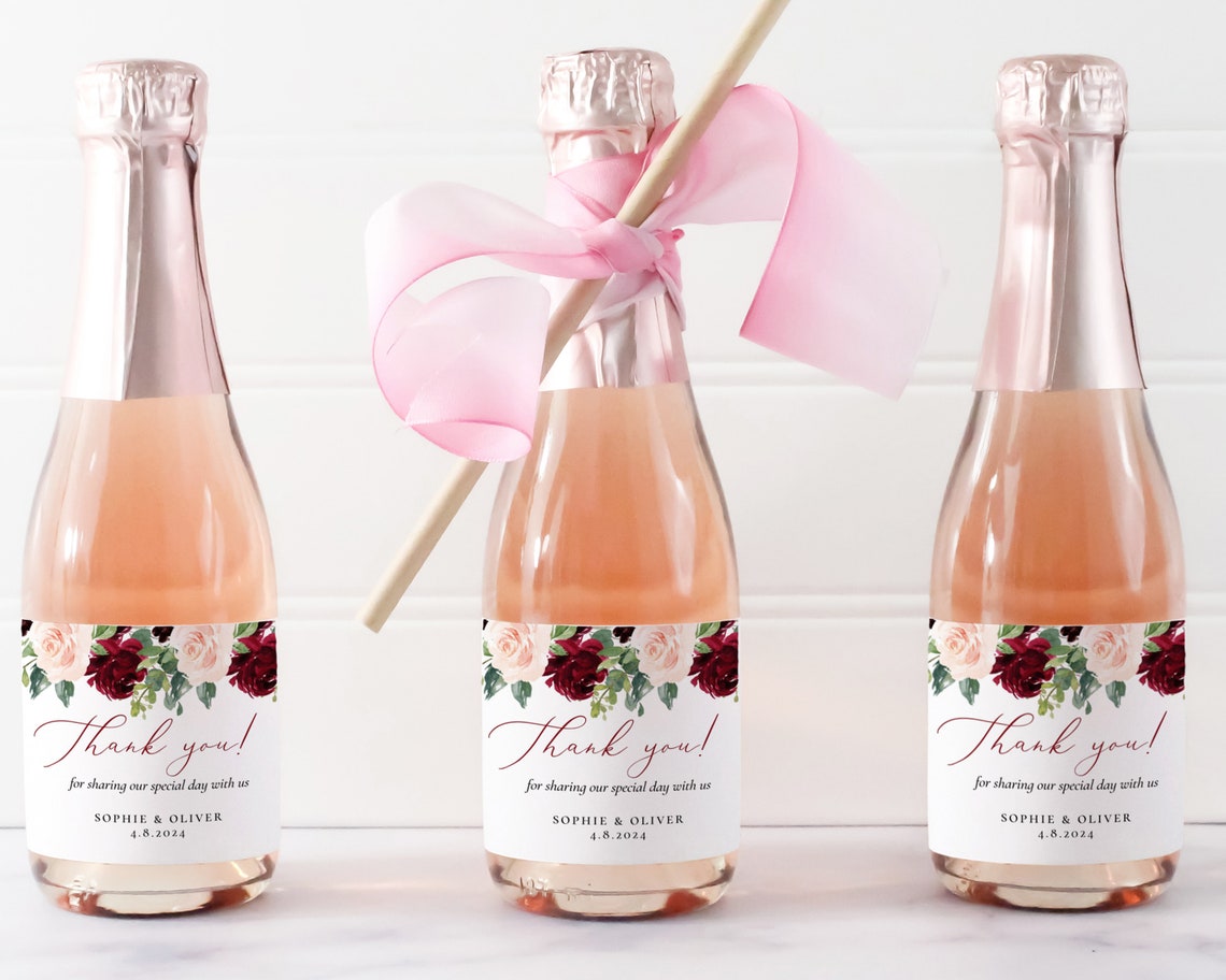 Mini Champagne Label Template Printable Burgundy Mini Wine - Etsy