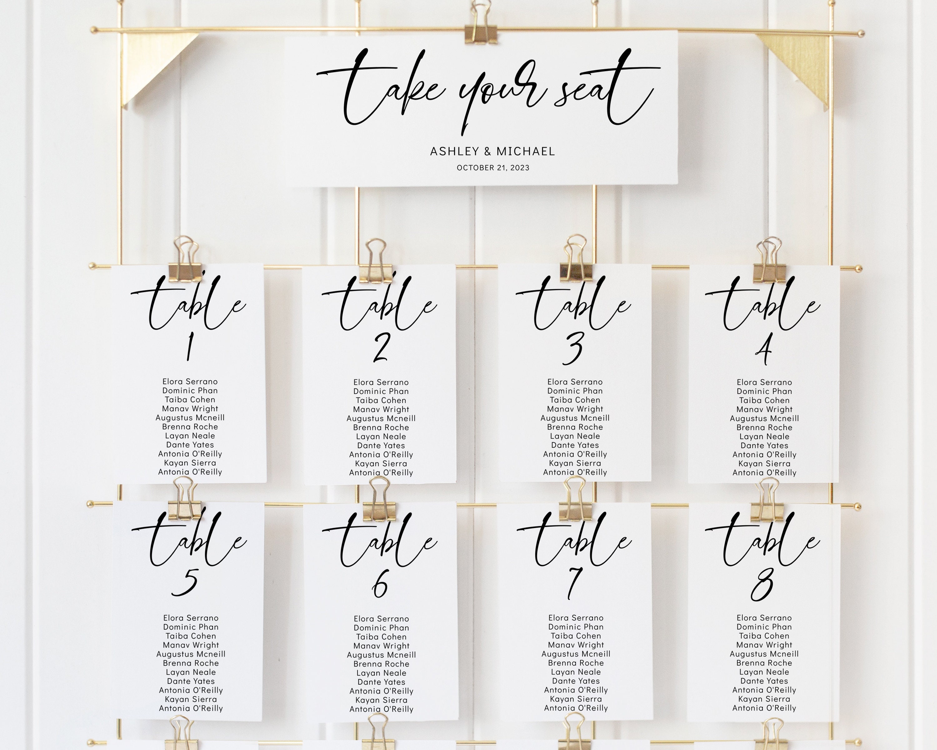 Wedding Seating Chart Cards Template Modern Minimalist - Etsy
