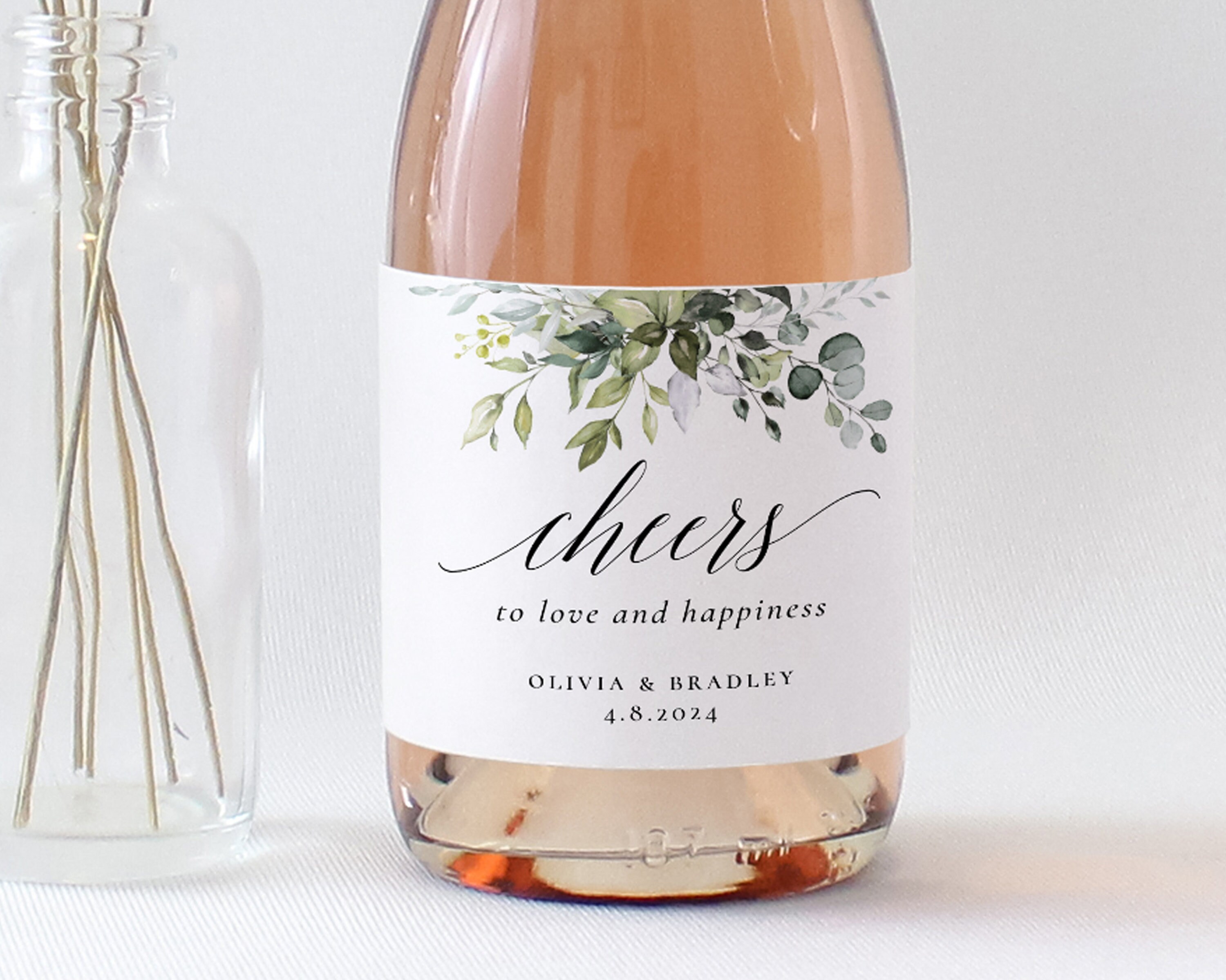 Mini Wine Bottle Labels Printable Greenery Mini Champagne - Etsy